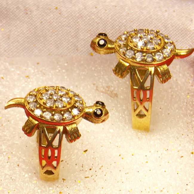 Panchdhatu Zircon Studded Turtle Meru Ring – Set of 2 (Unisex) – FastShelf